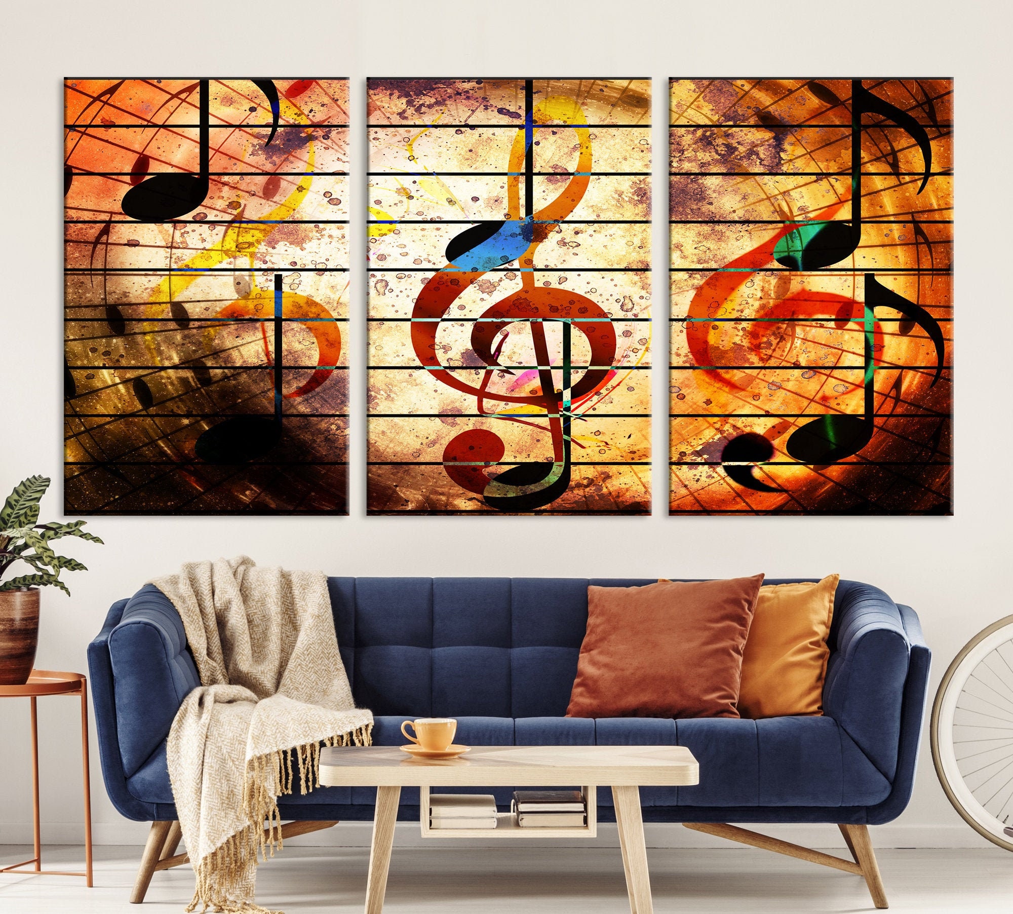 Treble Clef Large Canvas Wall Art Abstract Music Artwork - Etsy UK
