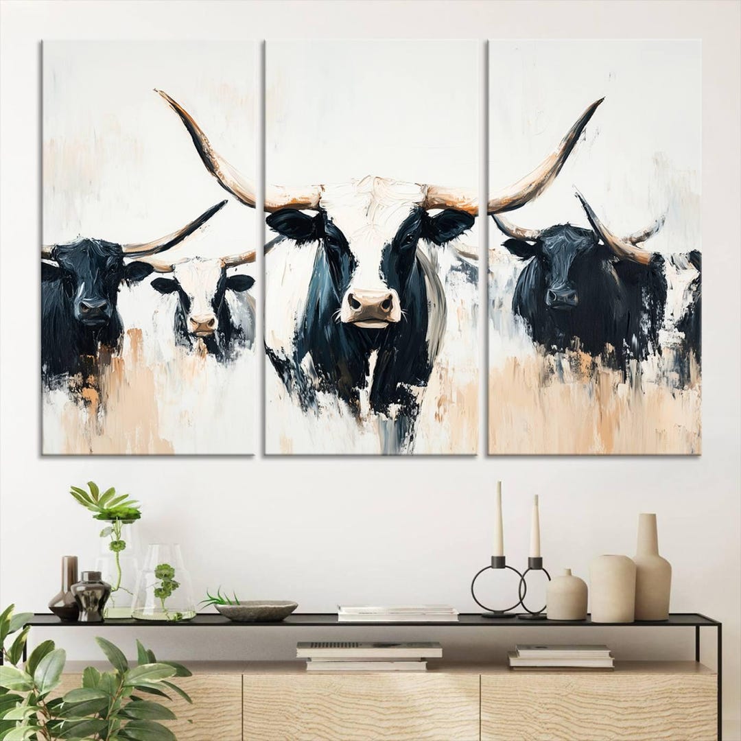 Watercolor Cow Canvas Wall Art, Extra Large Cow Picture Print on Canvas ...