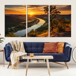 Large Sunset Print Set of 3 Landscape Canvas Wall Art Nature - Etsy