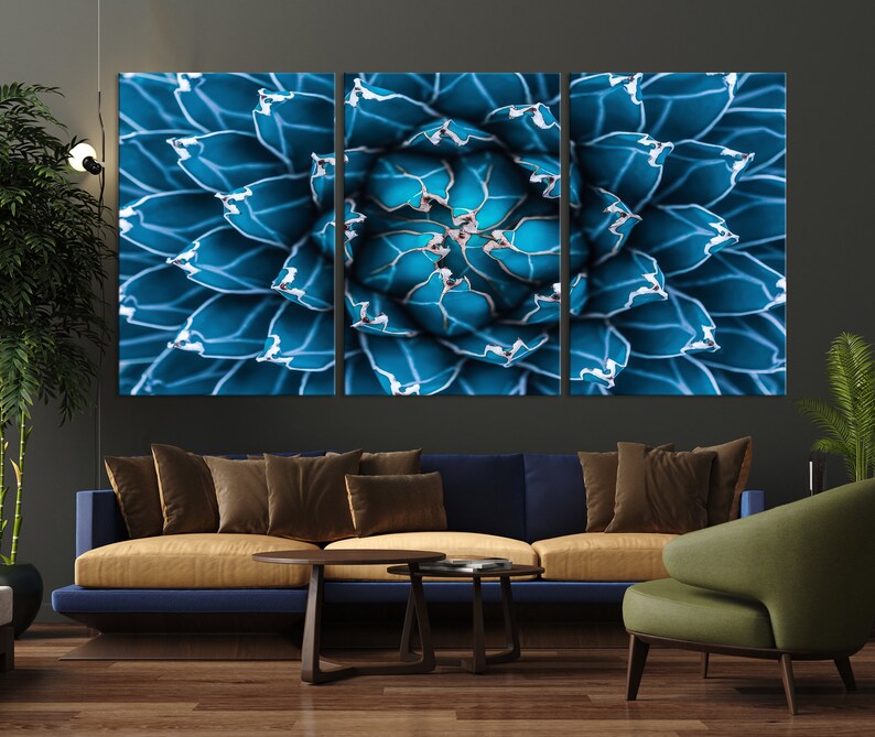 Large Agave Canvas Print Turquoise Artwork Turquoise Wall | Etsy