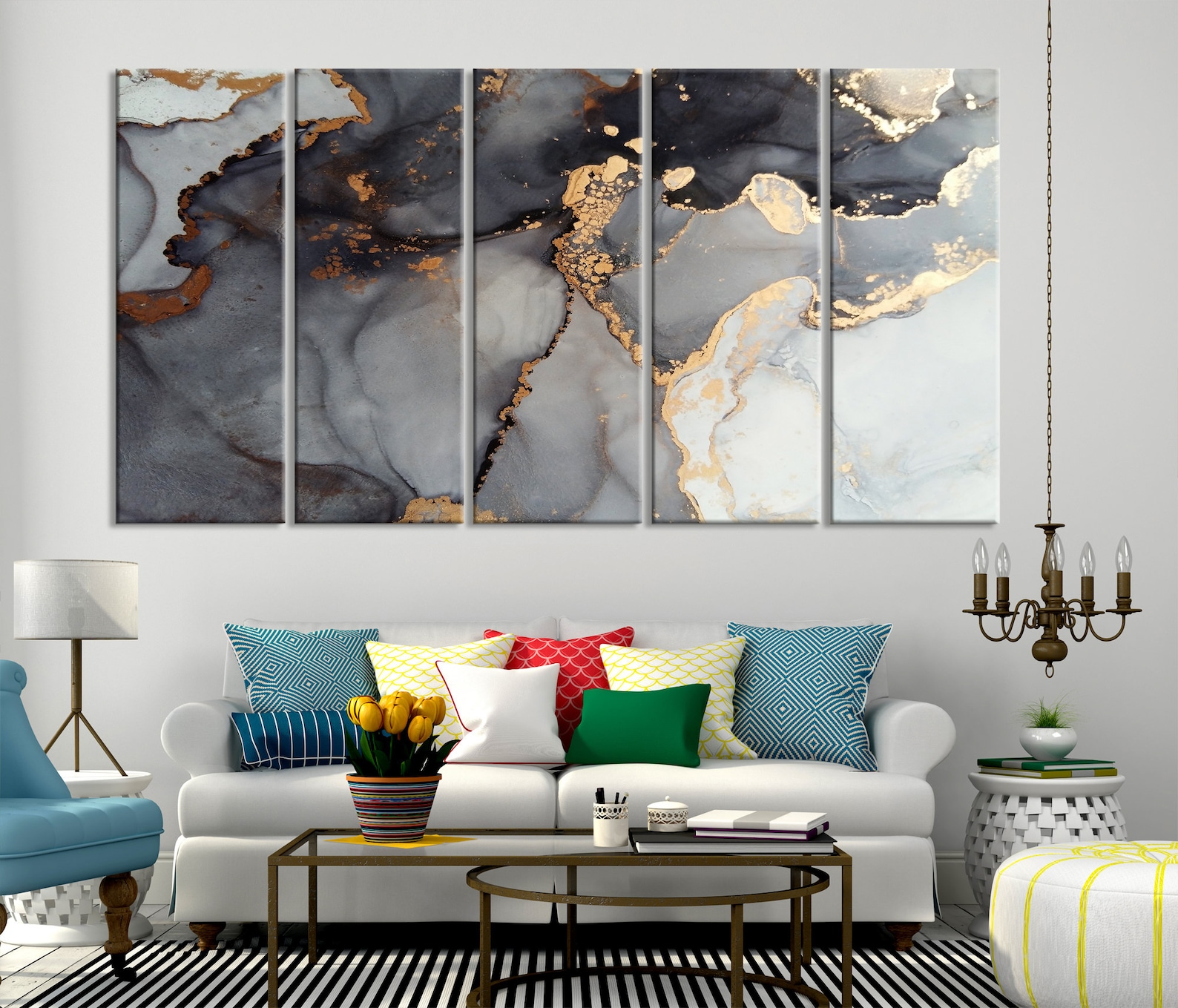 Grey Gold Abstract Painting Abstract Print Large Wall Art - Etsy