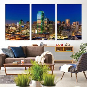 Dallas Print Urban Wall Art, Dallas Skyline Photography Canvas Design ...