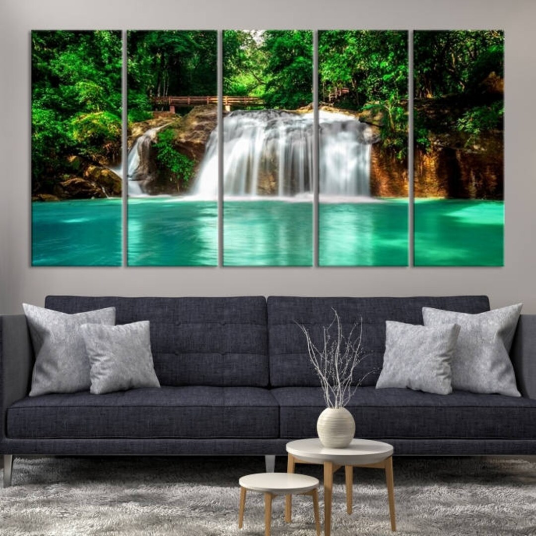 Extra Large Waterfall Wall Art Canvas Print Amazing View of Waterfall ...