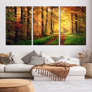 Sun Through Restful Forest Canvas Art Print, Autumn Forest Wall Art ...