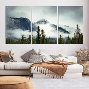 Foggy Mountain Wall Art Canvas Print - Banff National Park Canada ...