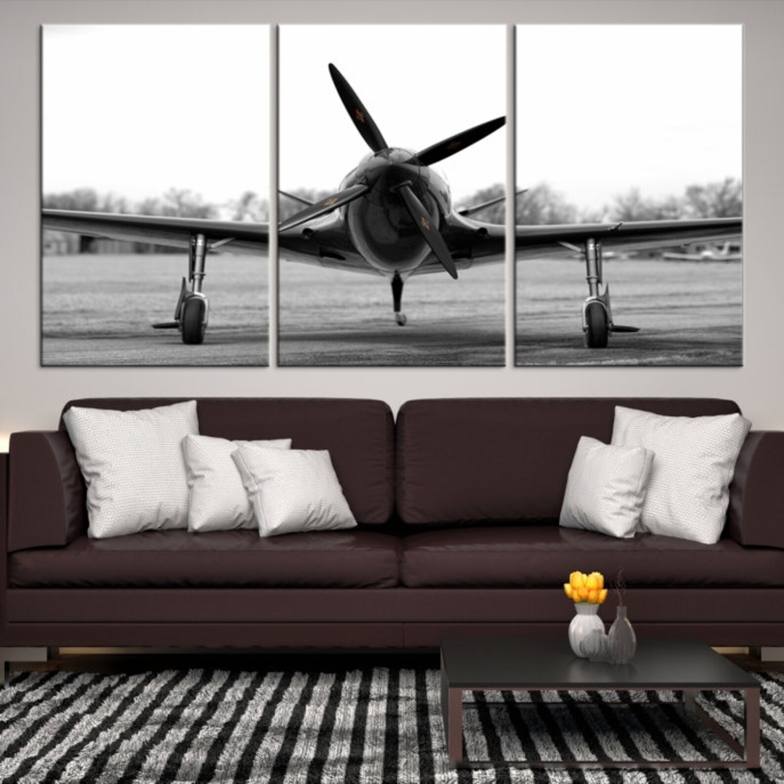 Black and White Modern Fighter Plane Canvas Airplane Canvas - Etsy