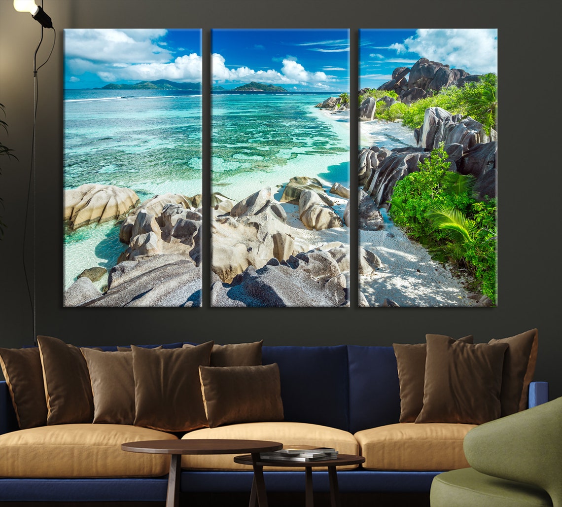 Extra Large Tropical Beach Canvas Tropical Wall Art Set of | Etsy