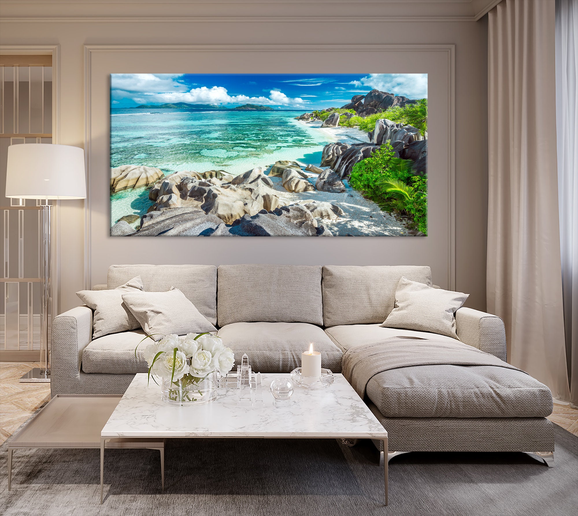 Extra Large Tropical Beach Canvas Tropical Wall Art Set of | Etsy