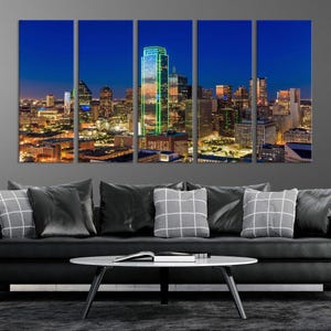 Dallas Print Urban Wall Art, Dallas Skyline Photography Canvas Design ...
