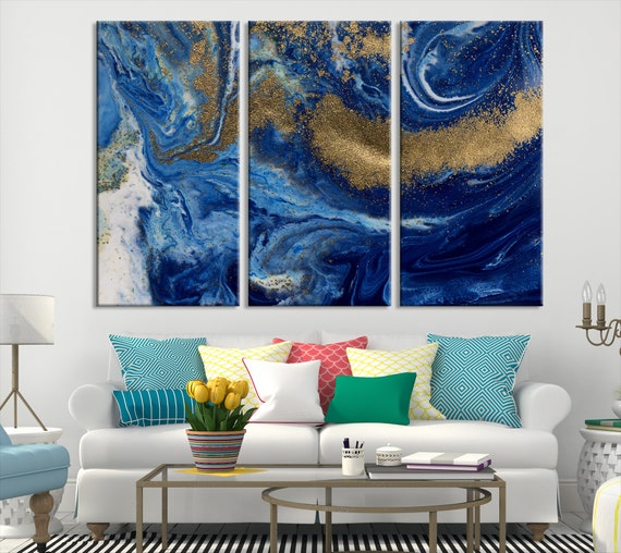 Navy Blue Abstract Art Impressionism Art Abstract Canvas | Etsy