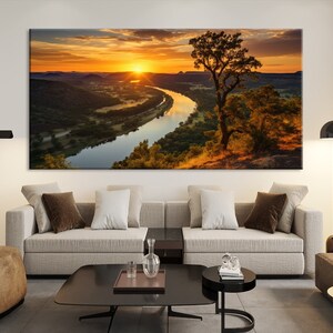 Large Sunset Print Set of 3 Landscape Canvas Wall Art Nature - Etsy