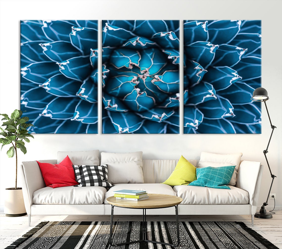 Large Agave Canvas Print Turquoise Artwork Turquoise Wall | Etsy