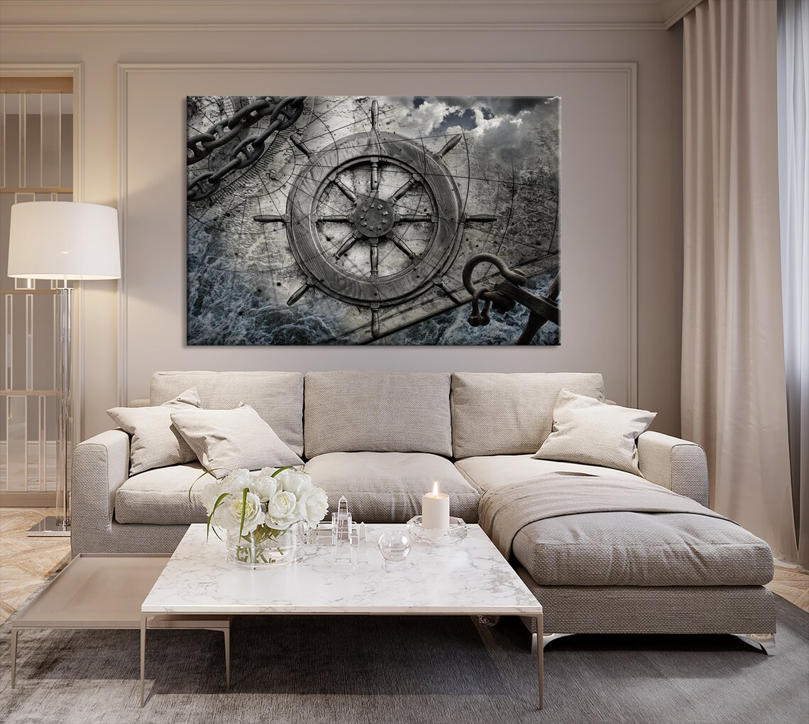 Ship Wheel Art Print Large Nautical Wall Art Ship Wheel - Etsy