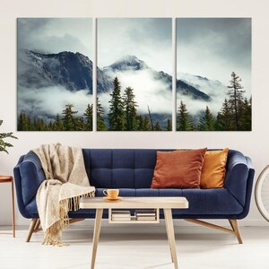 Foggy Mountain Wall Art Canvas Print - Banff National Park Canada ...