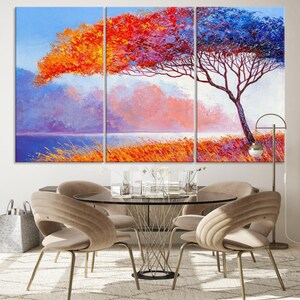 Abstract Blue Tree Artistic Wall Art for Home Deco, Colorful Tree ...