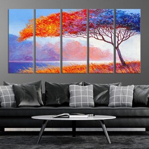Abstract Blue Tree Artistic Wall Art for Home Deco, Colorful Tree ...