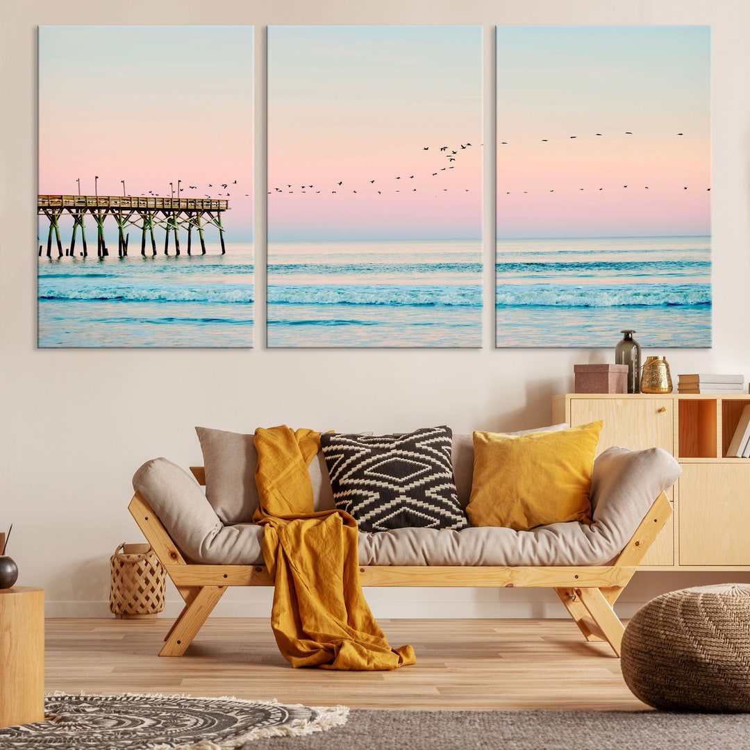 Stunning Calm Sunset Wall Art Print Extra Large Beach Canvas Art Print ...