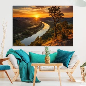 Large Sunset Print Set of 3 Landscape Canvas Wall Art Nature Printed ...