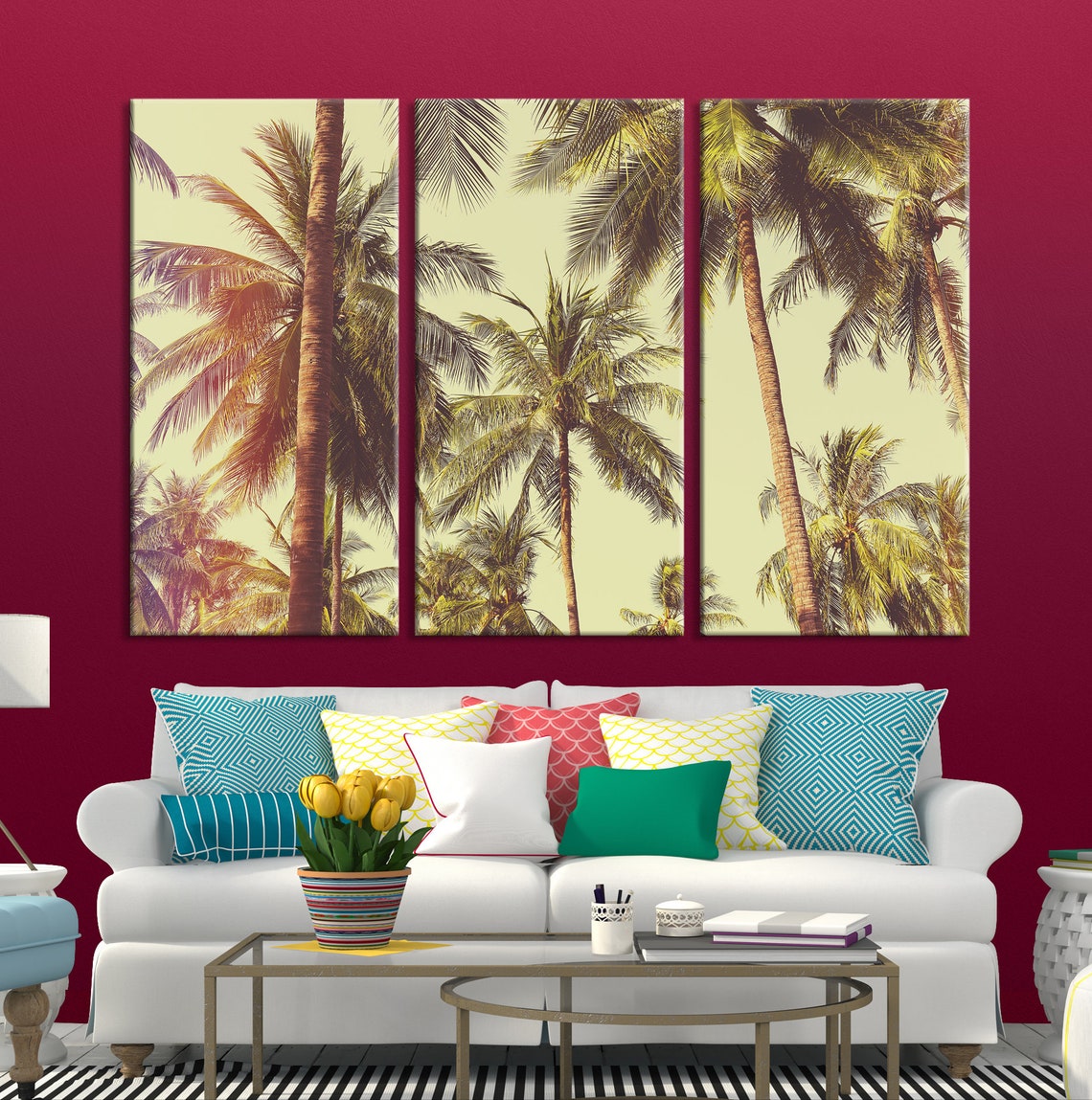 Extra Large Palm Tree Wall Art Print Tropical Canvas Wall | Etsy