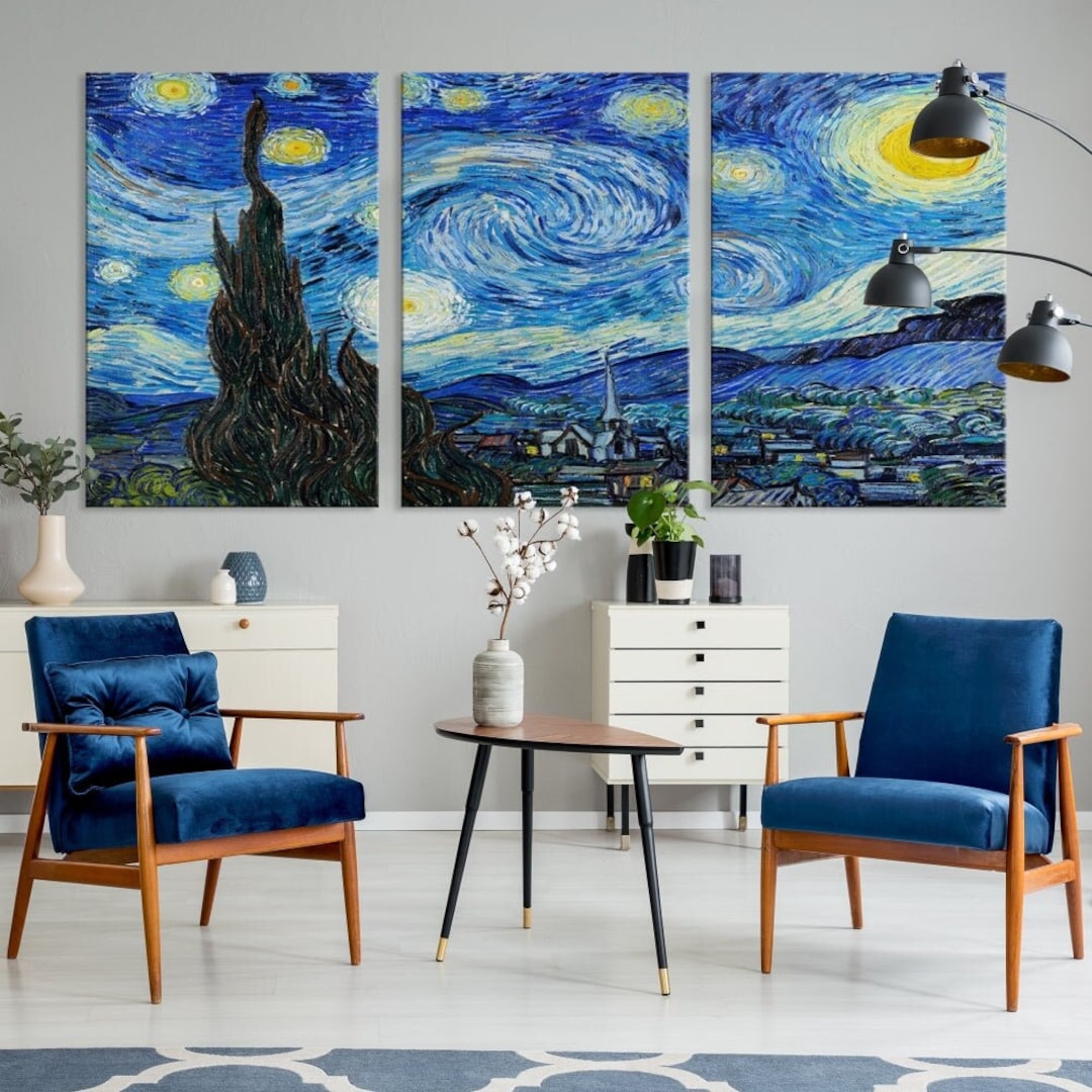 Van Gogh Starry Night Framed Famous Wall Art Painting Original - Etsy