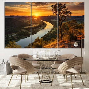 Large Sunset Print Set of 3 Landscape Canvas Wall Art Nature Printed ...