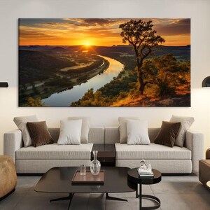 Large Sunset Print Set of 3 Landscape Canvas Wall Art Nature Printed ...