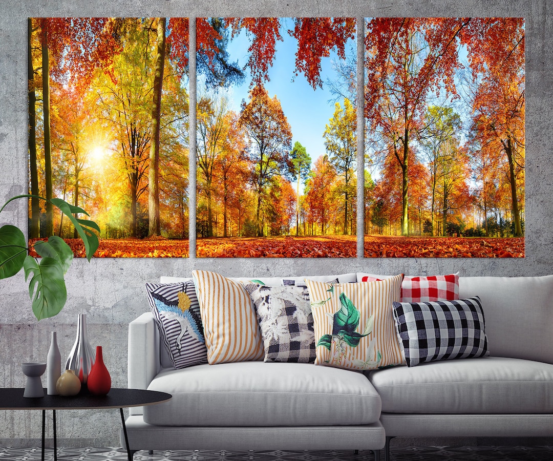 Extra Large Autumn Forest Wall Art, Fall Scenery Print, Autumn Leaves ...