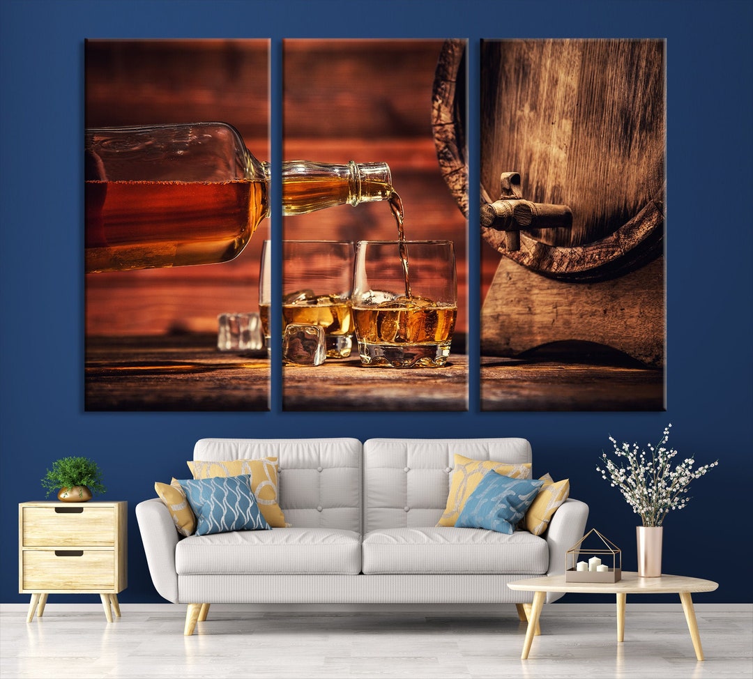 Large Whiskey Art Print, Scotch Whisky Wall Art, Set of 3 Panels ...