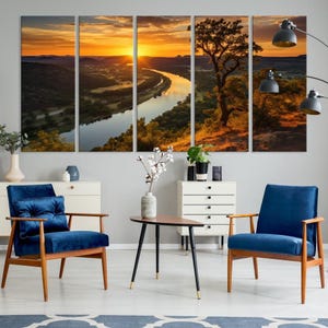 Large Sunset Print Set of 3 Landscape Canvas Wall Art Nature Printed ...