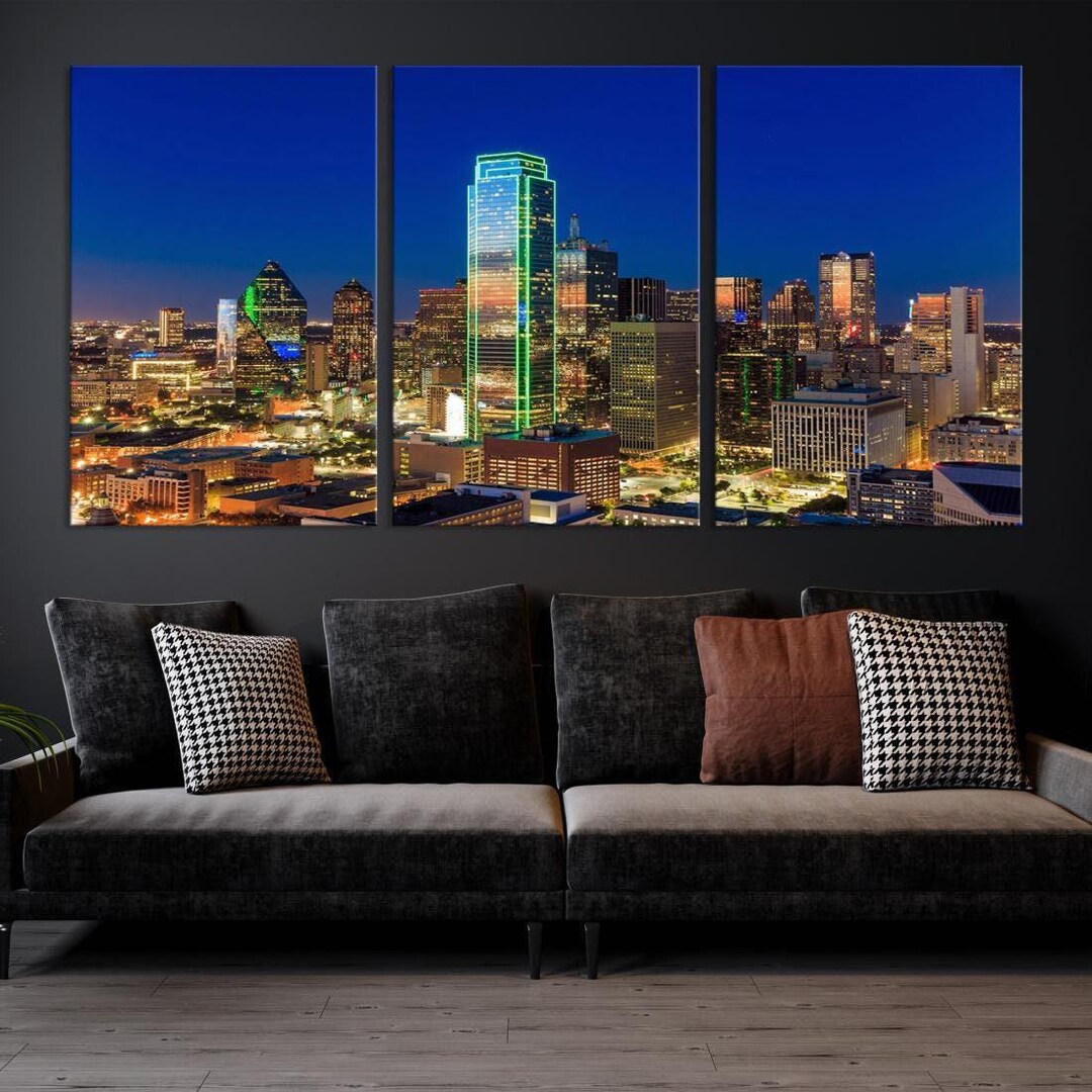 Dallas Print Urban Wall Art, Dallas Skyline Photography Canvas Design ...