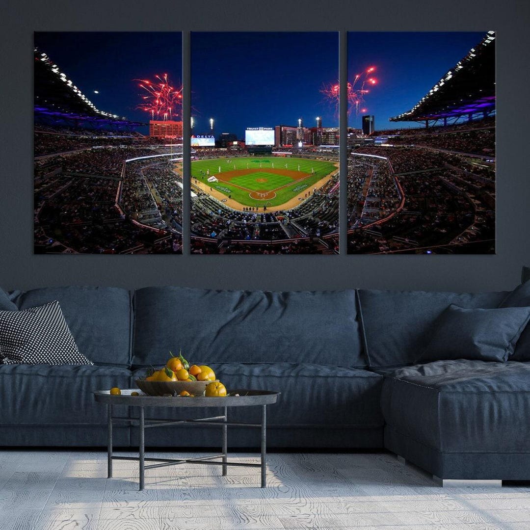 Baseball Night at Truist Park Wall Art Canvas Print - Large Atlanta ...