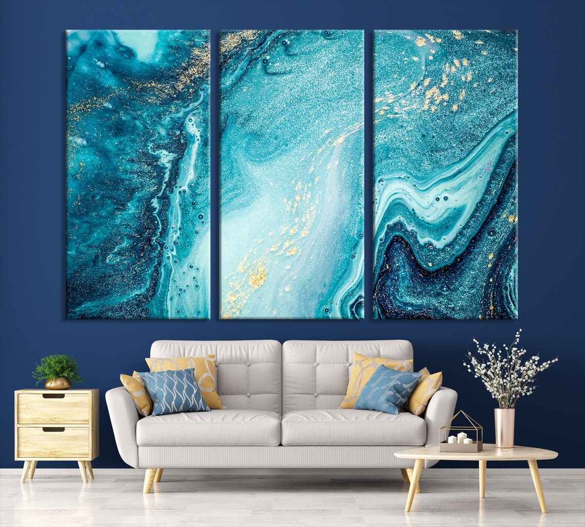 Abstract Waves Art Marble Canvas Print Large Abstract | Etsy