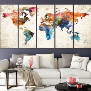 Watercolor World Map Painting Art Extra Large World Map - Etsy