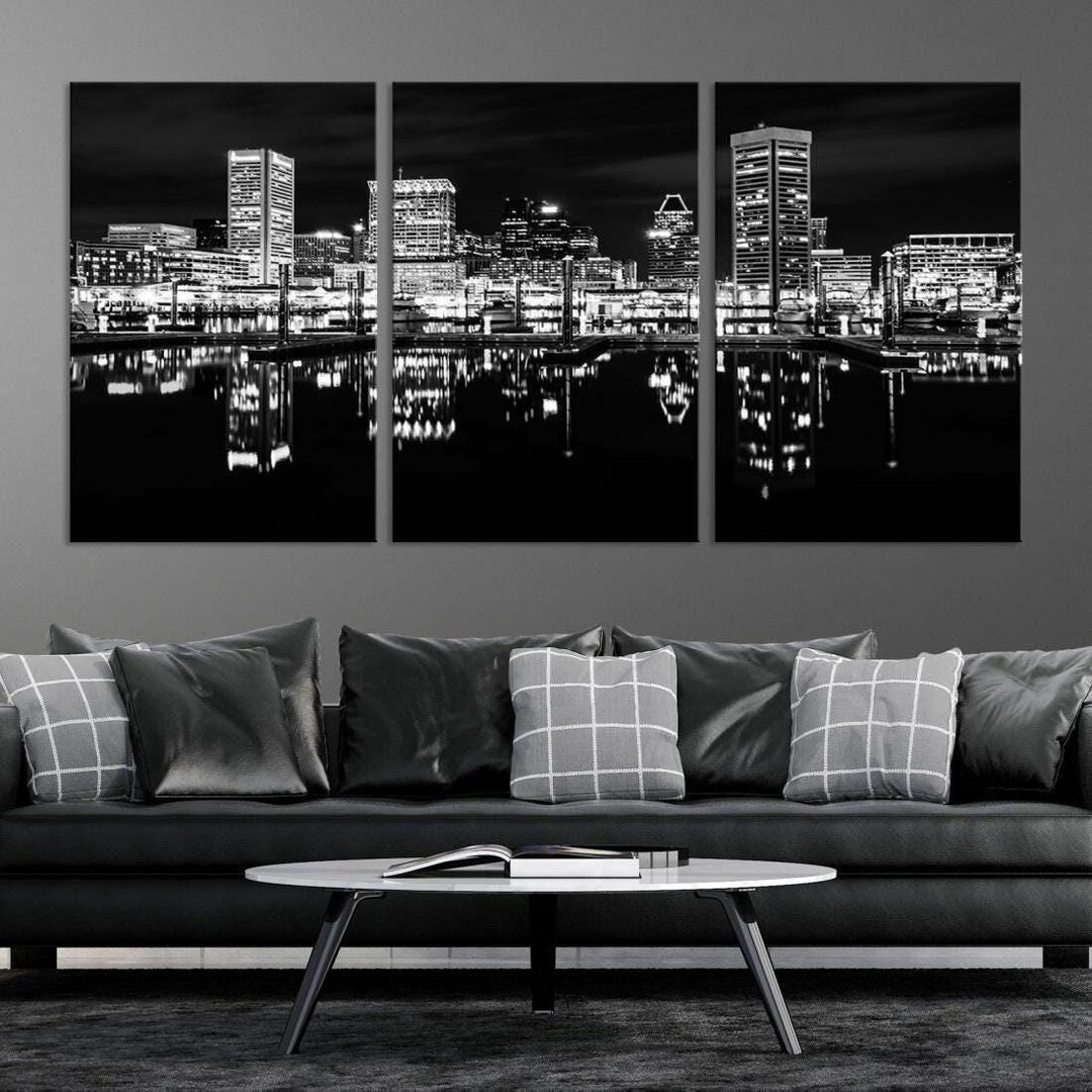 Extra Large Baltimore Wall Art, Inner Harbor Cityscape Art Print ...