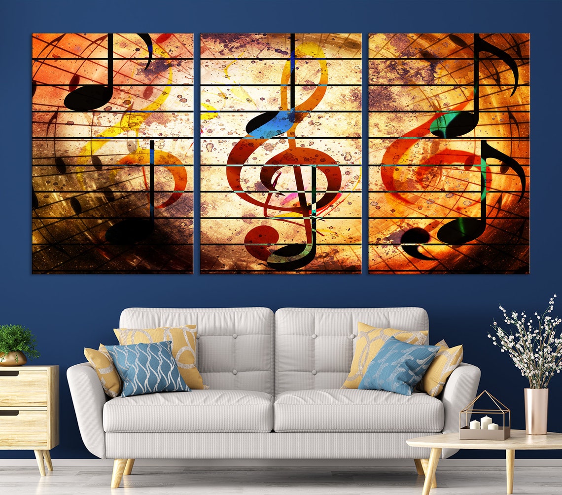 Treble Clef Large Canvas Wall Art Abstract Music Artwork - Etsy UK