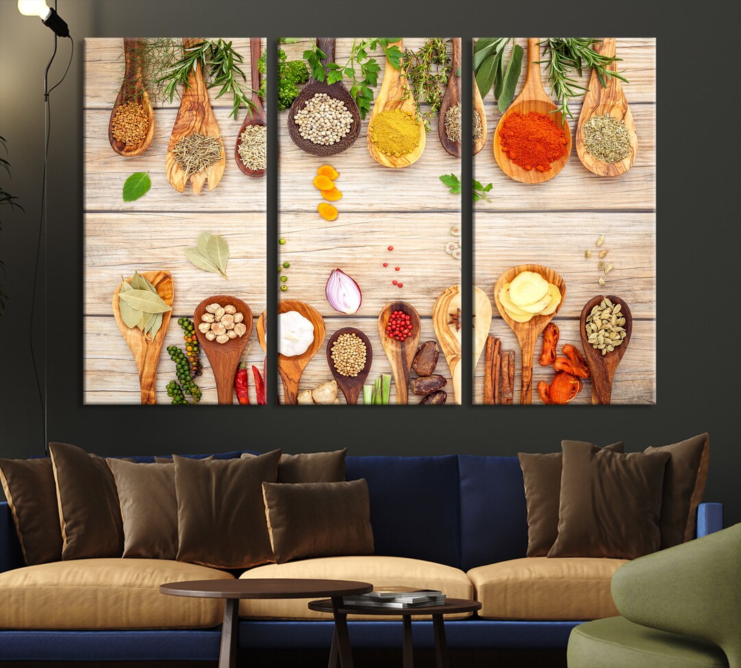 Modern Kitchen Wall Art Large Canvas Print Extra Large Wall Art Spices ...