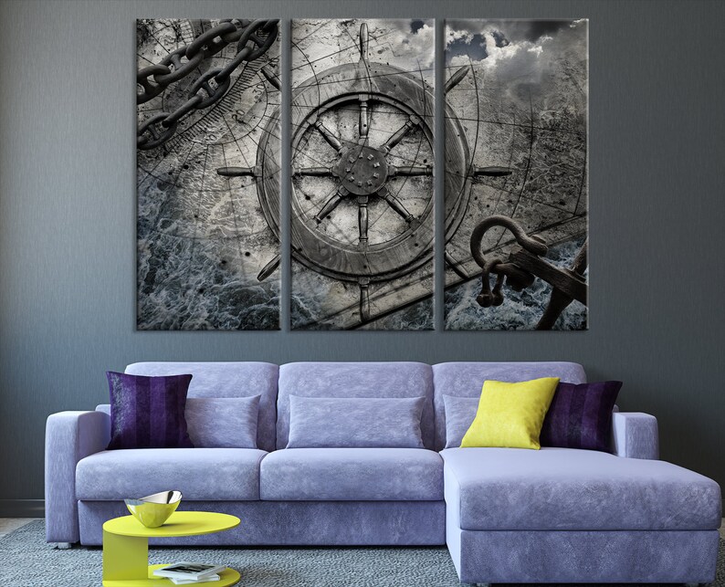 Ship Wheel Art Print Large Nautical Wall Art Ship Wheel - Etsy