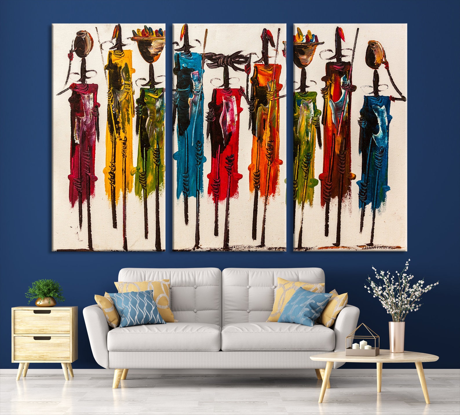 Multi Panel Abstract African Women Wall Art African American - Etsy