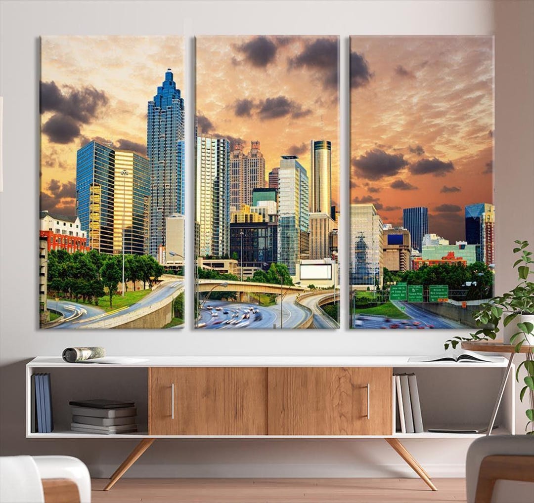 Atlanta Downtown Wall Art, Atlanta Canvas Print, Atlanta Sunset Skyline ...