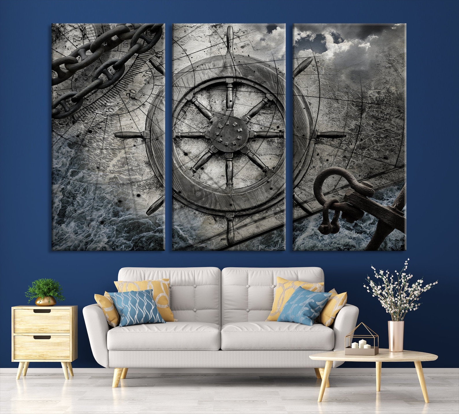 Ship Wheel Art Print Large Nautical Wall Art Ship Wheel - Etsy