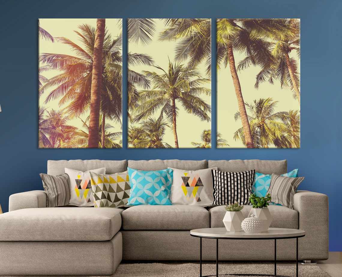 Extra Large Palm Tree Wall Art Print Tropical Canvas Wall Etsy