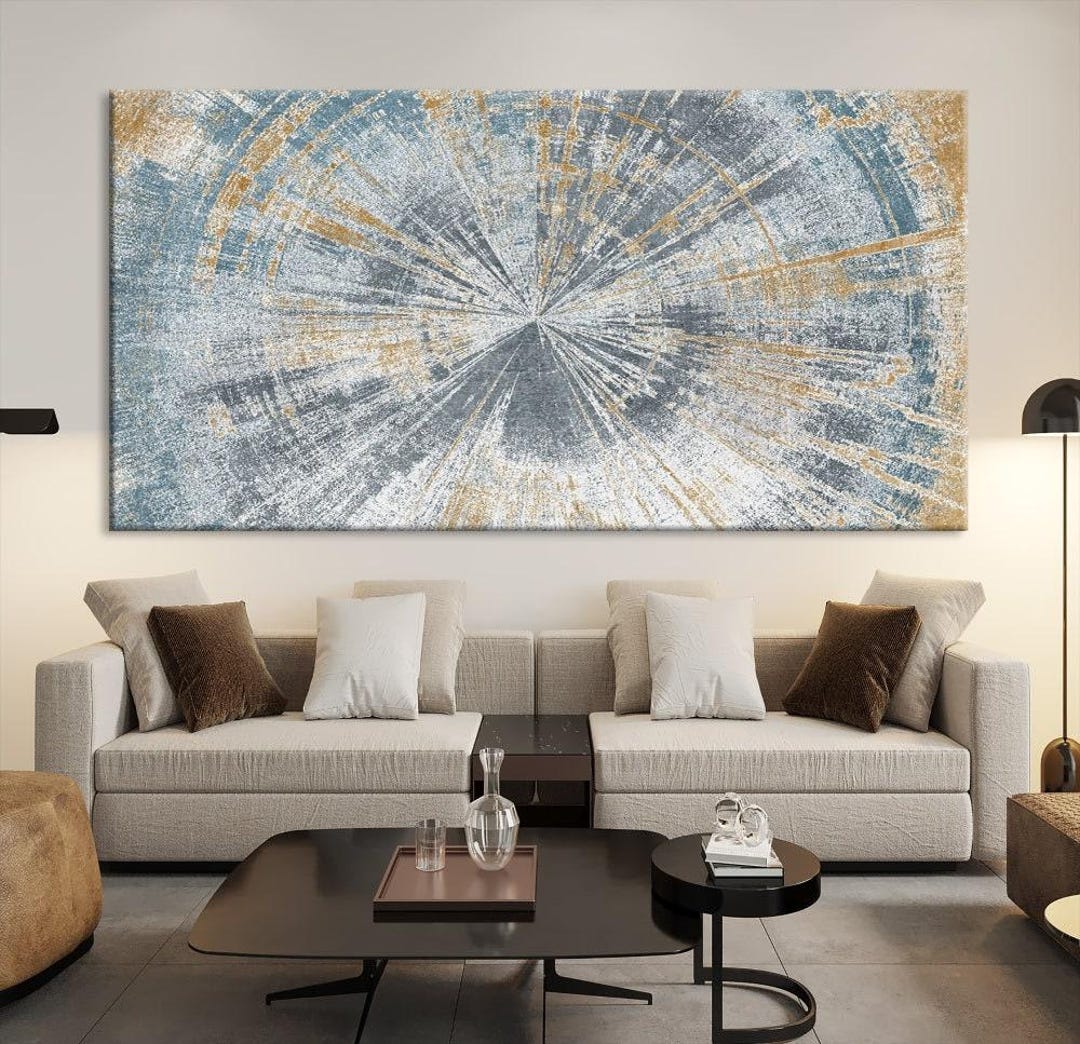 Tree Trunk Abstract Painting on Canvas, Printed Tree Rings Wall Art ...