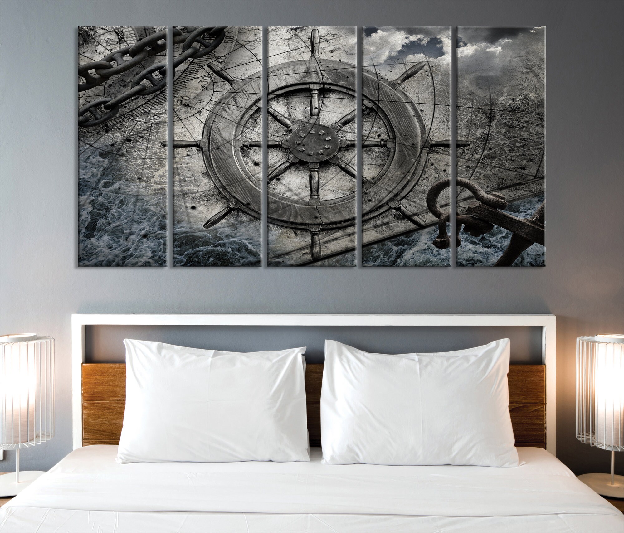 Ship Wheel Art Print Large Nautical Wall Art Ship Wheel - Etsy