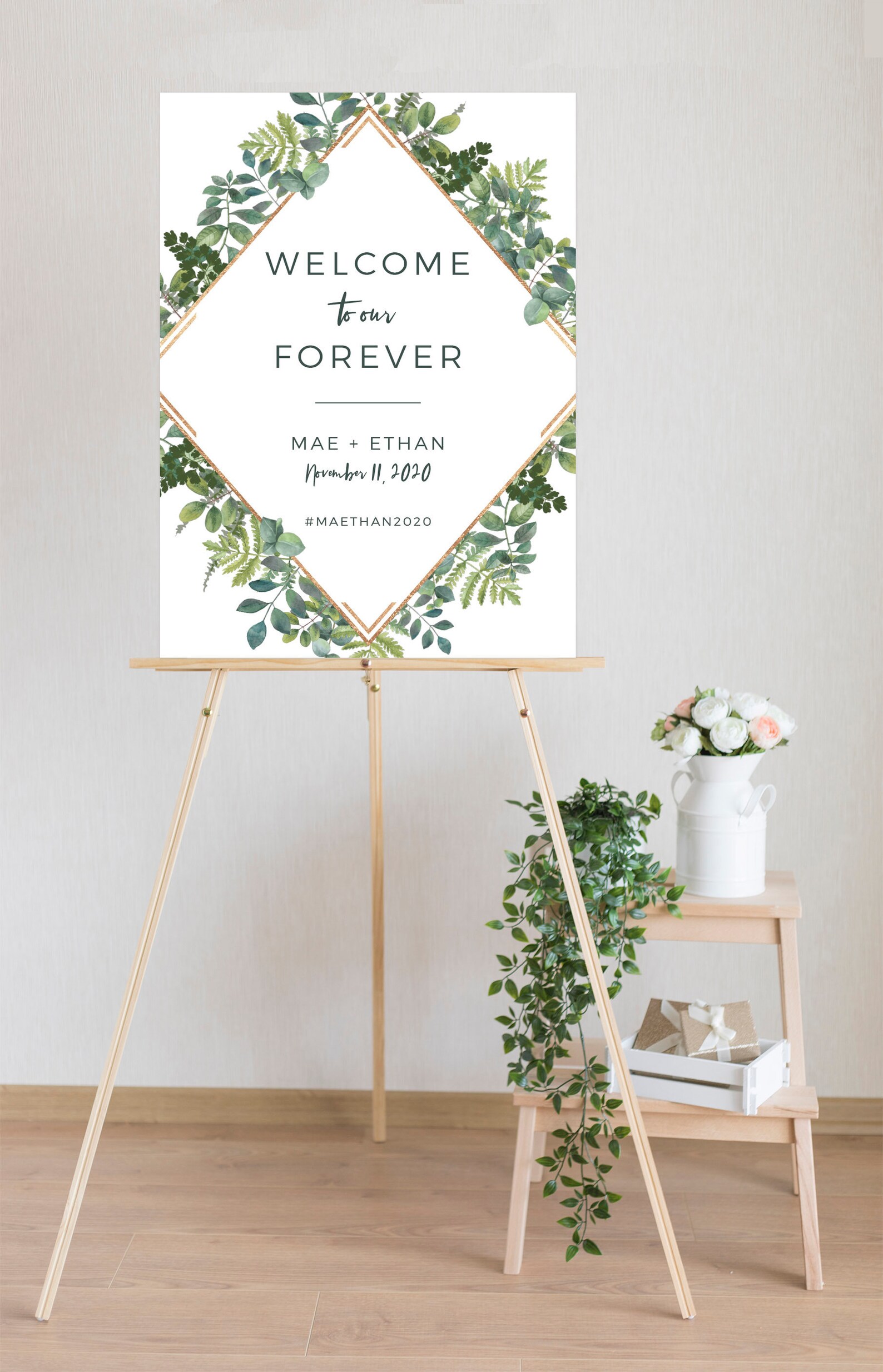 Modern Geometric Welcome Sign Template Wedding or Engagement - Etsy