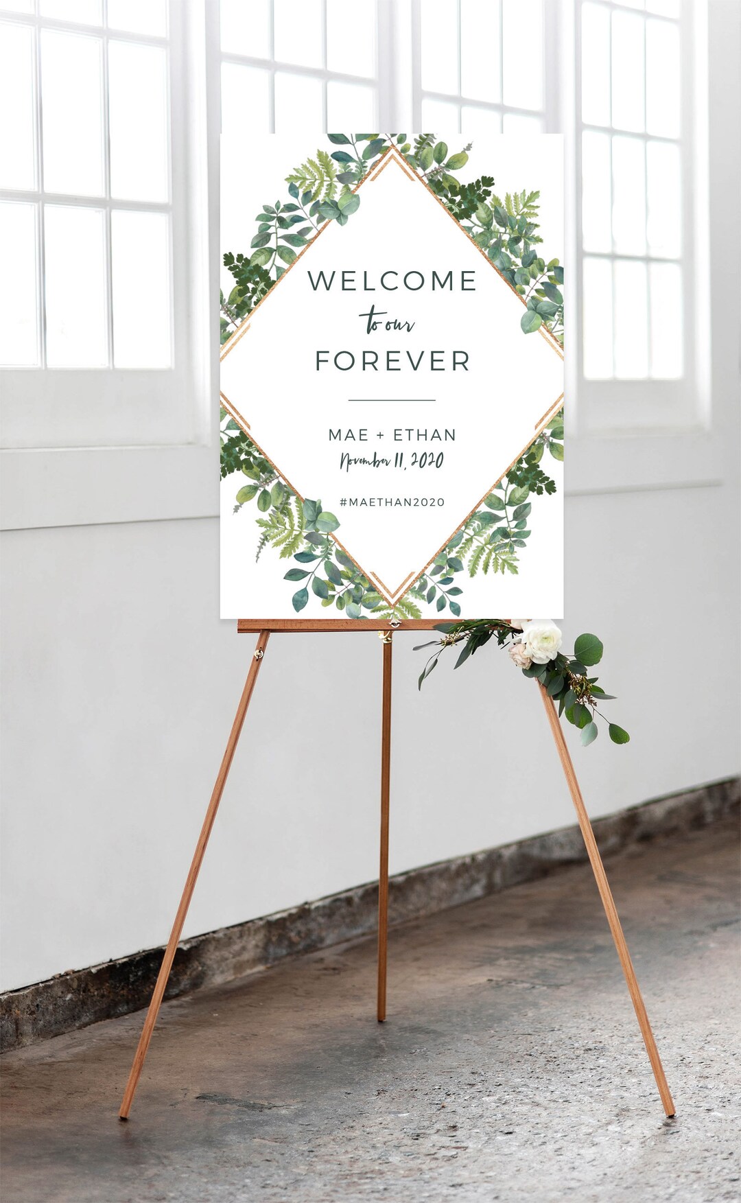 Modern Geometric Welcome Sign Template, Wedding or Engagement Party ...