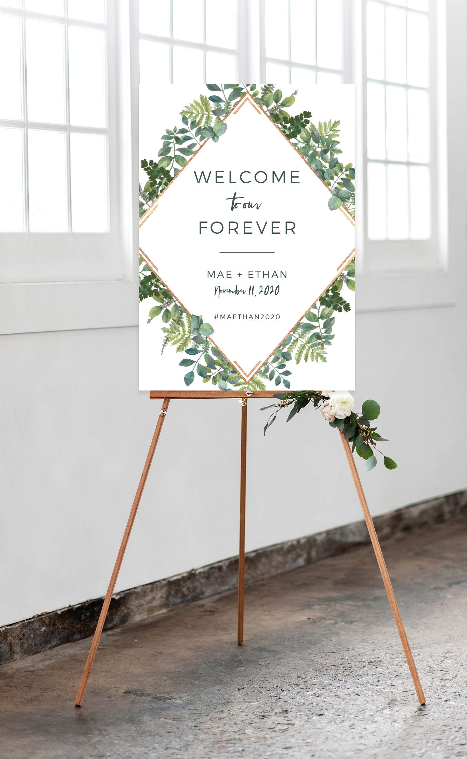 Modern Geometric Welcome Sign Template, Wedding or Engagement Party ...