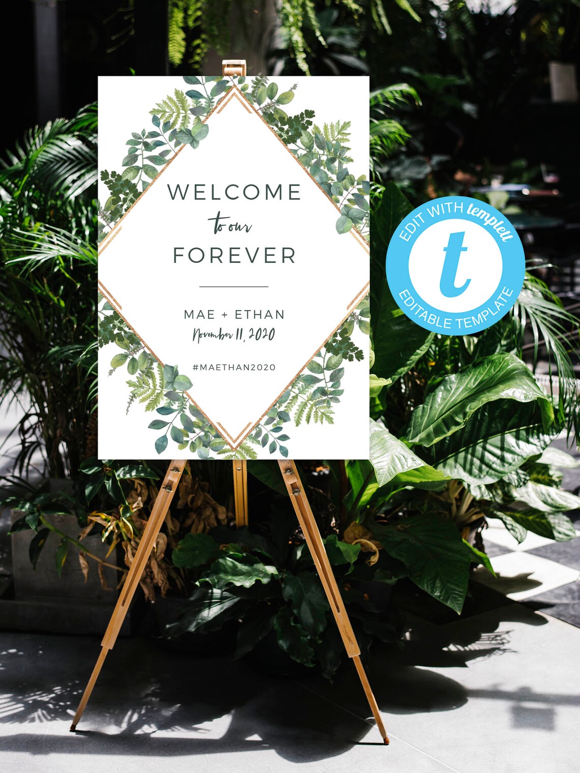 Modern Geometric Welcome Sign Template Wedding or Engagement | Etsy
