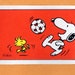 Vintage Peanuts Card SNOOPY & WOODSTOCK Play SOCCER Hearts on Ball I ...
