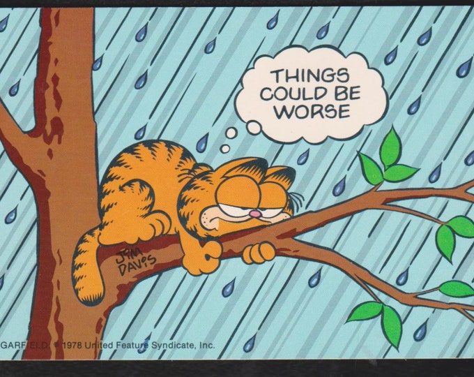 Vintage Postcard GARFIELD on A Tree Branch in the Rain THINGS Could Be ...