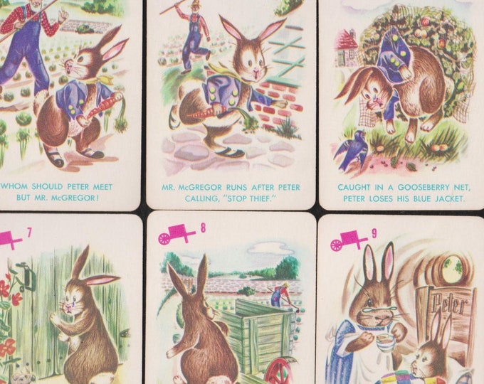 Vintage PETER RABBIT Rummy Game CARDS Lot/10 Wheelbarrow ...